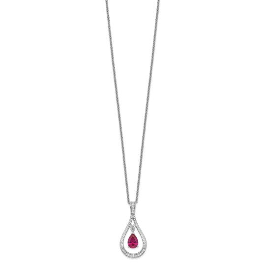 Sterling Silver July CZ Stone Never Forget Tear Birthstone Necklace ...