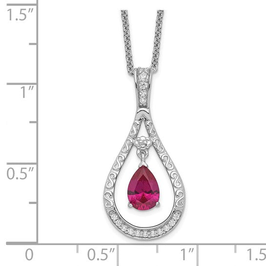 Sterling Silver July CZ Stone Never Forget Tear Birthstone Necklace ...