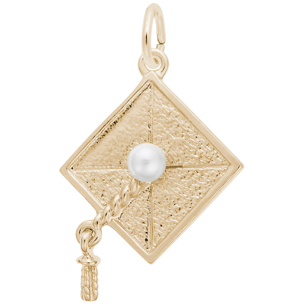 Special Yellow Gold Charms | Gold Graduation Cap Charm | CharmsToTreasure