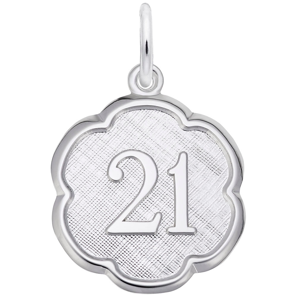 Loveable White Gold Charms | 14k White Gold Number 21 Charm ...