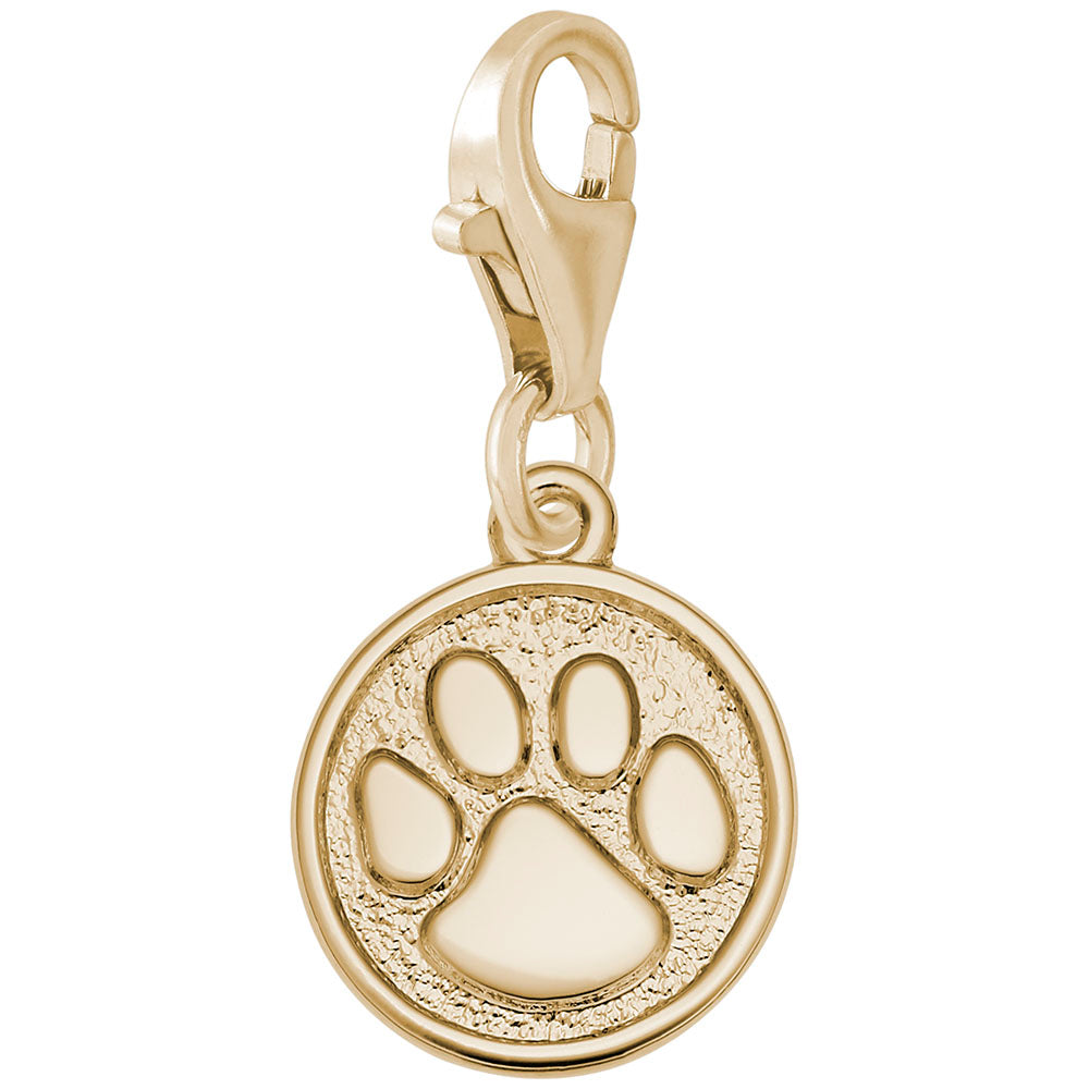 Special Yellow Gold Charms | Gold Paw Print Charm | CharmsToTreasure