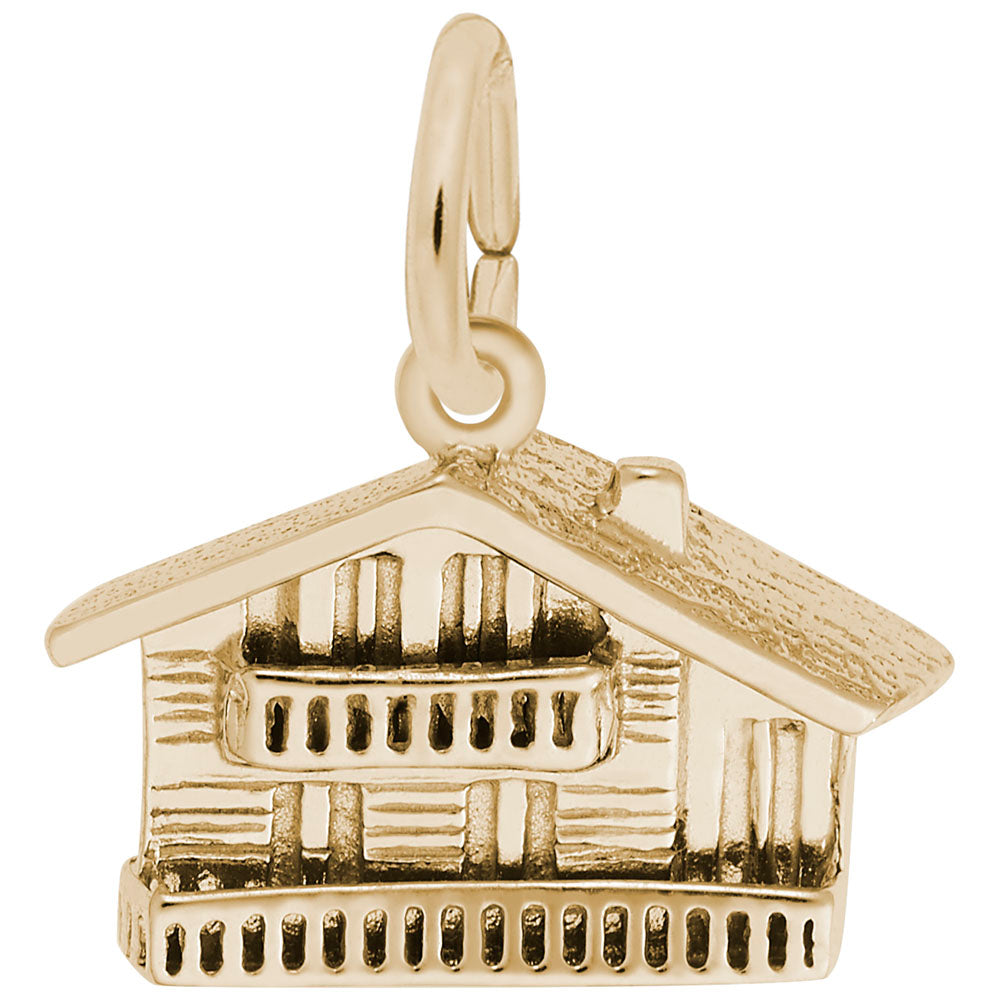Charming Yellow Gold Charms | Gold Swiss Chalet Charm | CharmsToTreasure