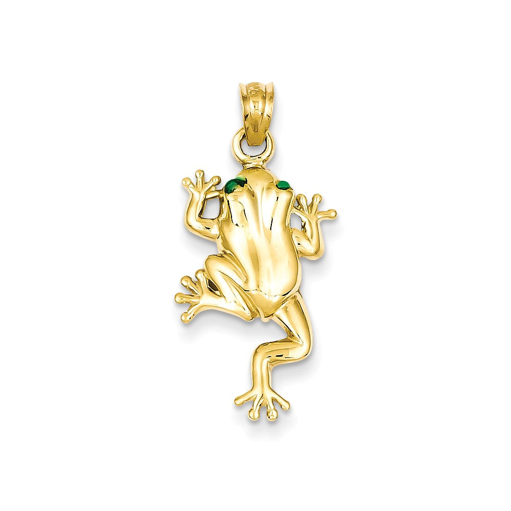 14k Gold Frog W/ Enameled Eyes Charm | CharmsToTreasure | CharmsToTreasure