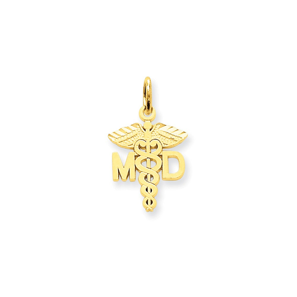 14k Gold M.D. Caduceus Charm | CharmsToTreasure | CharmsToTreasure