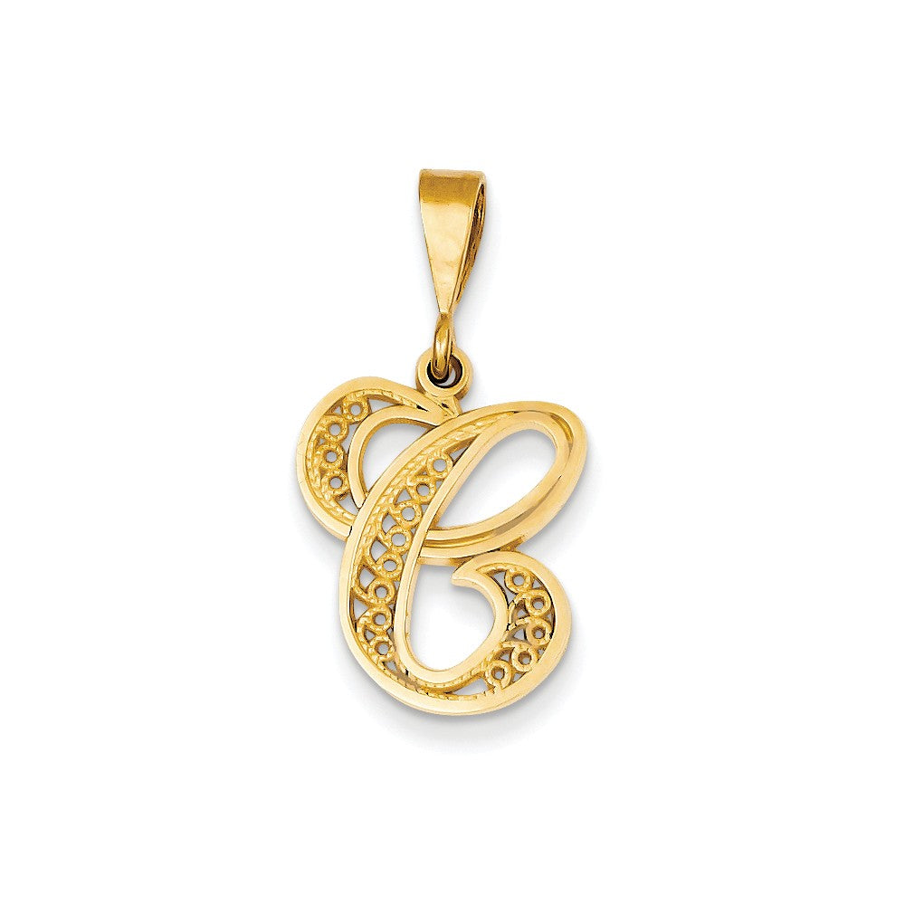 14k Gold Initial C Charm | CharmsToTreasure | CharmsToTreasure