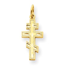14k Gold Eastern Orthodox Cross Charm | CharmsToTreasure | CharmsToTreasure
