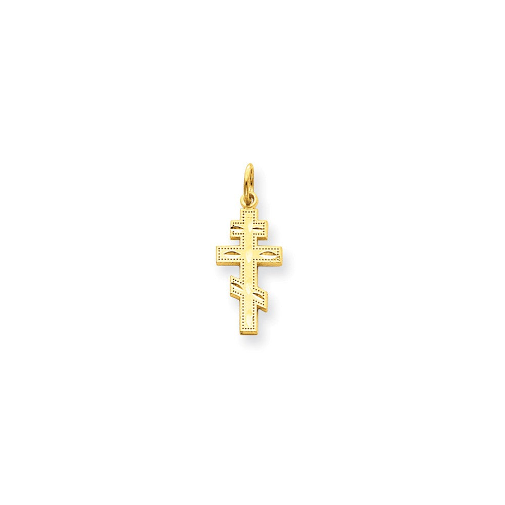 14k Gold Eastern Orthodox Cross Charm | CharmsToTreasure | CharmsToTreasure