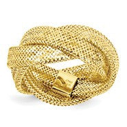 14k Yellow Gold Large Braided Mesh Stretch Ring | CharmsToTreasure ...
