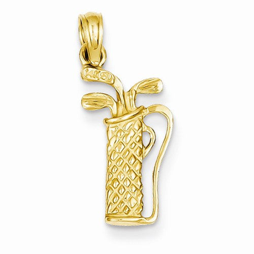 14k Gold Golf Bag w/Clubs Pendant, Pendants for Necklace ...