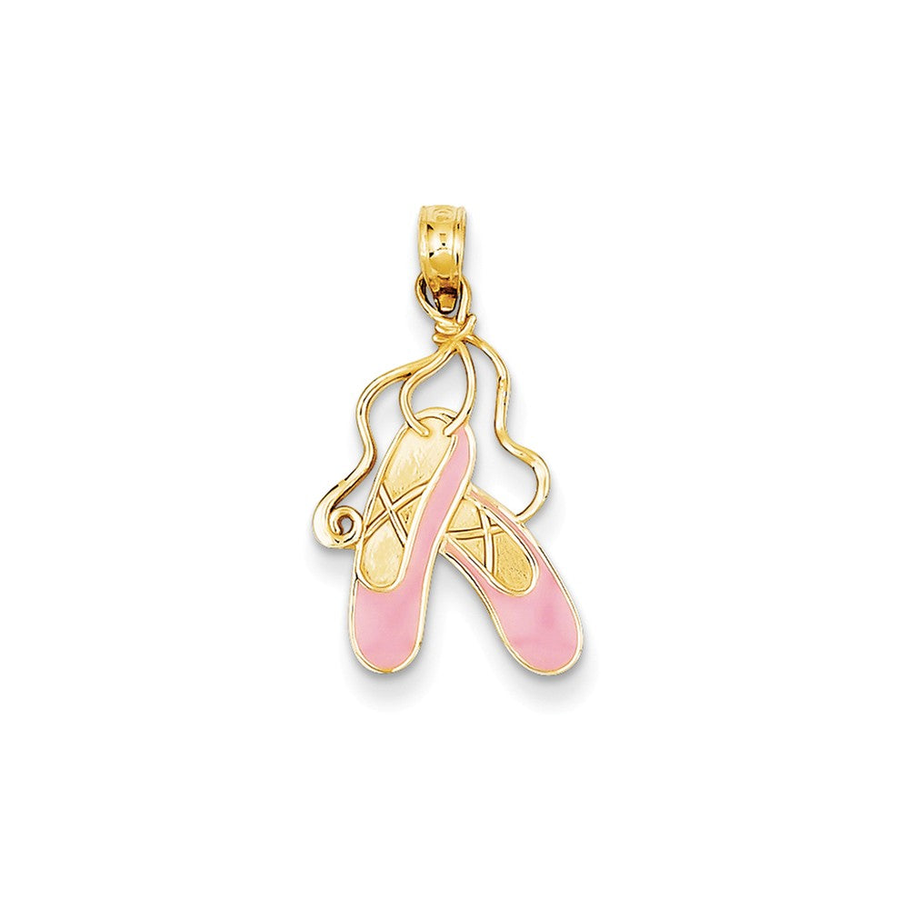 14k Gold Enameled Ballet Slippers Charm | CharmsToTreasure ...