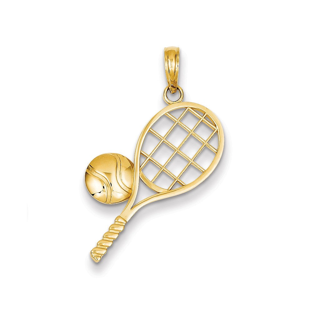 14k Gold Diamond-Cut Tennis Racket Charm | CharmsToTreasure ...