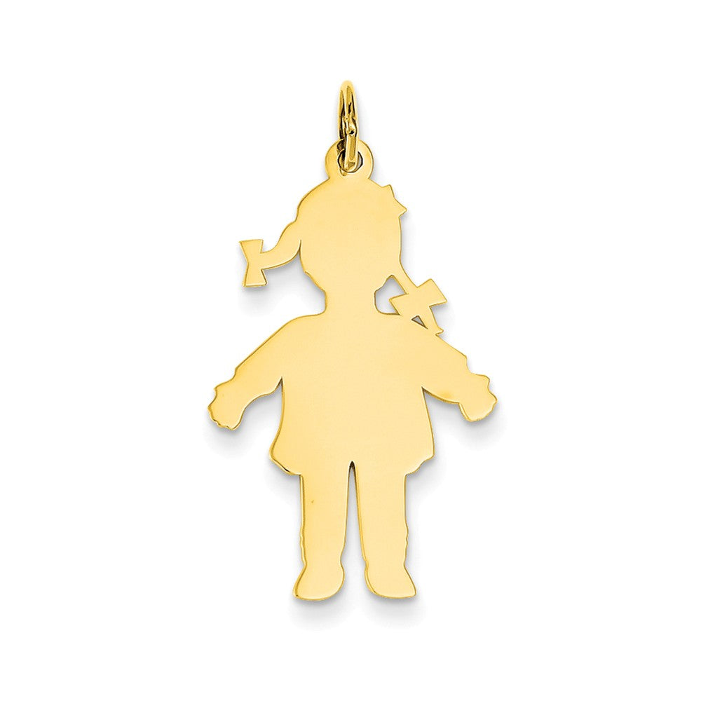 14k Gold Plain Polished Large Girl Charm | CharmsToTreasure ...
