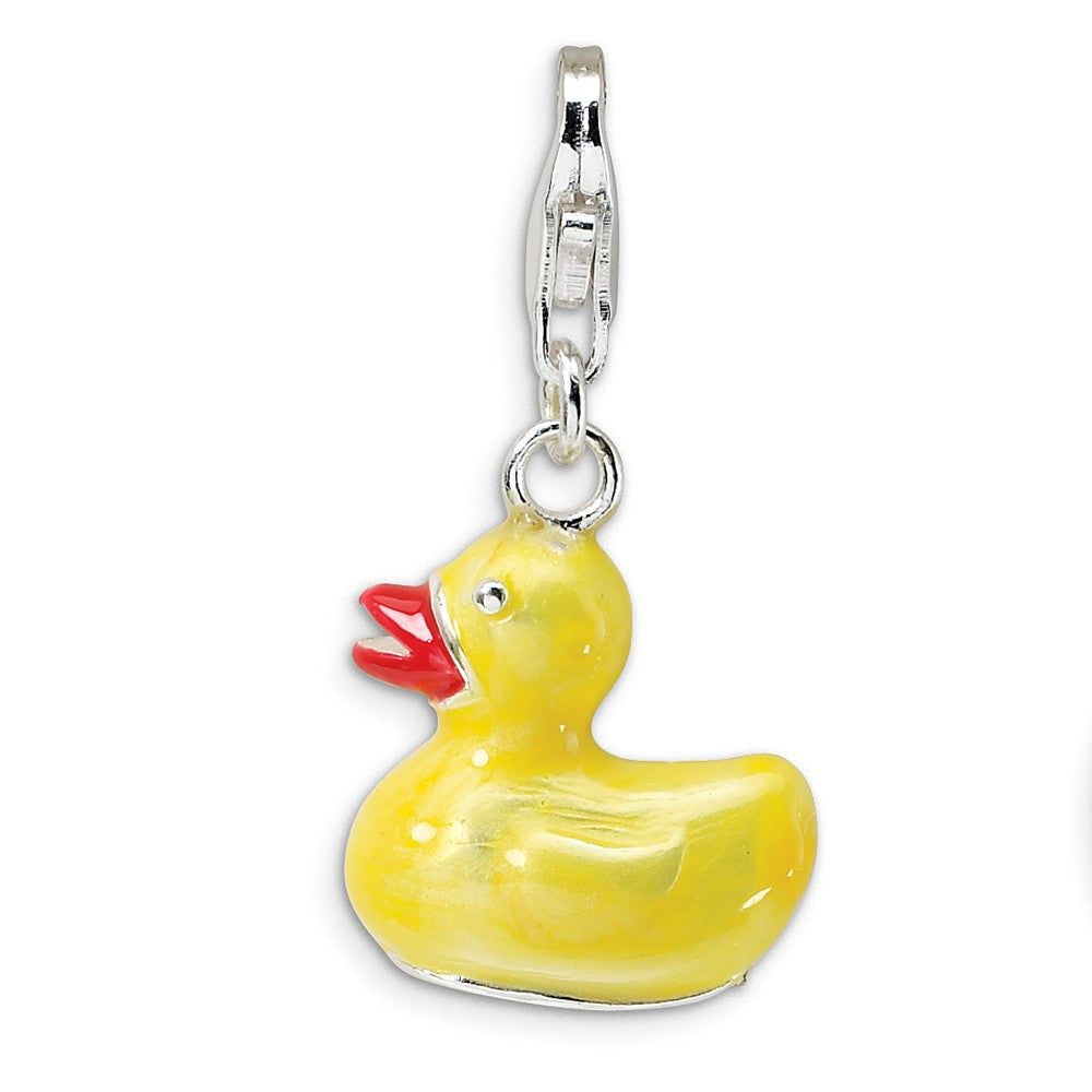 Appealing Sterling Silver Charms | 3-D Yellow Enamel Duck Charm ...