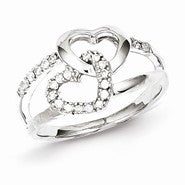 Sterling Silver Diamond Heart Ring | CharmsToTreasure | CharmsToTreasure