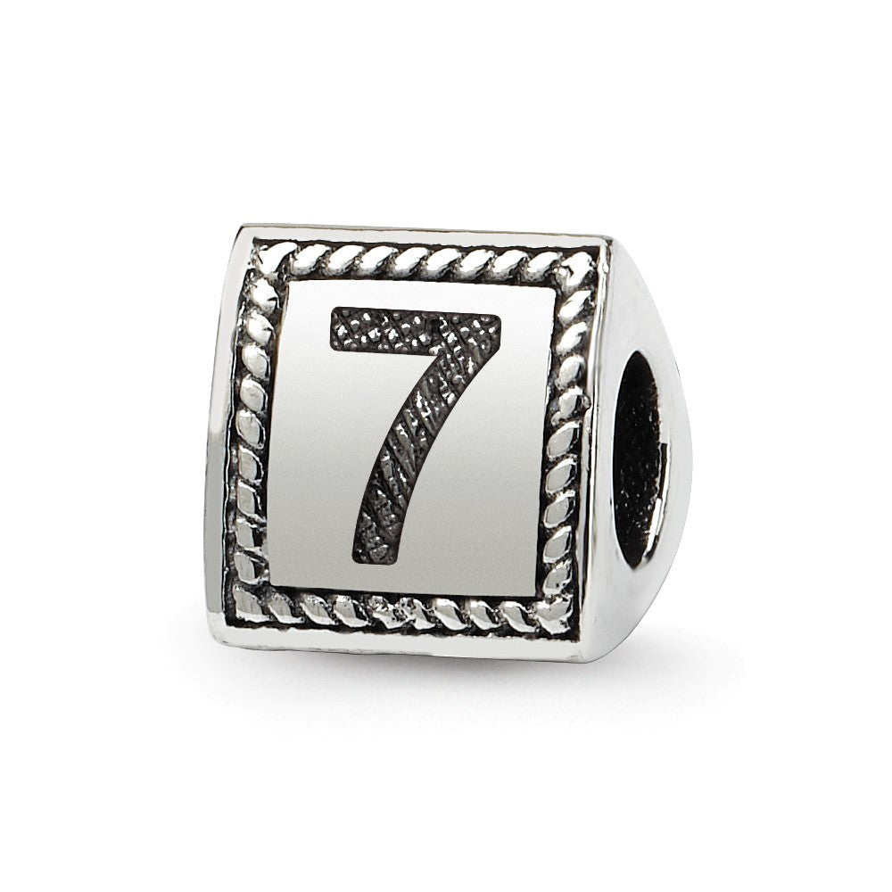Sterling Silver Number 7 Triangle Block Bead Charm | CharmsToTreasure ...