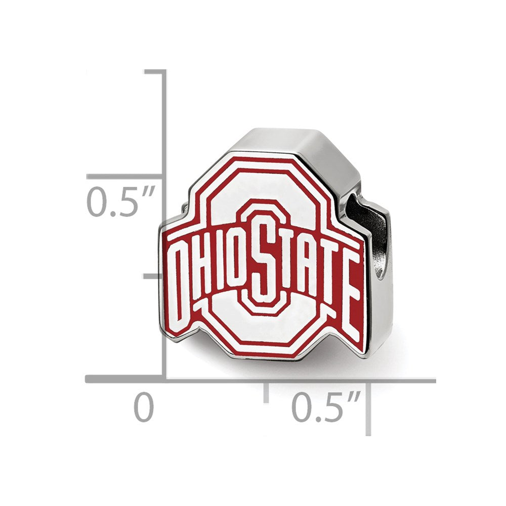 The Ohio State University Block O Enam Extruded Logo Charm Bead in Ste ...