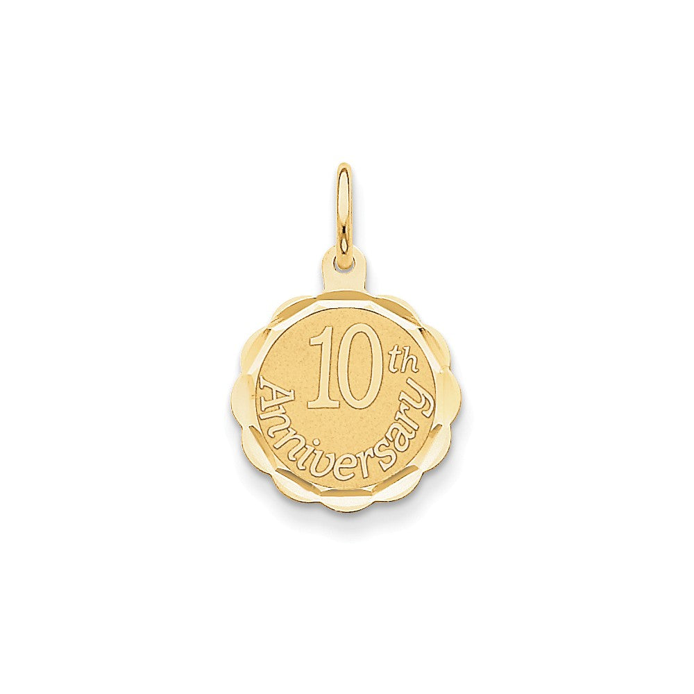 14k Gold Happy 10th Anniversary Charm | CharmsToTreasure | CharmsToTreasure