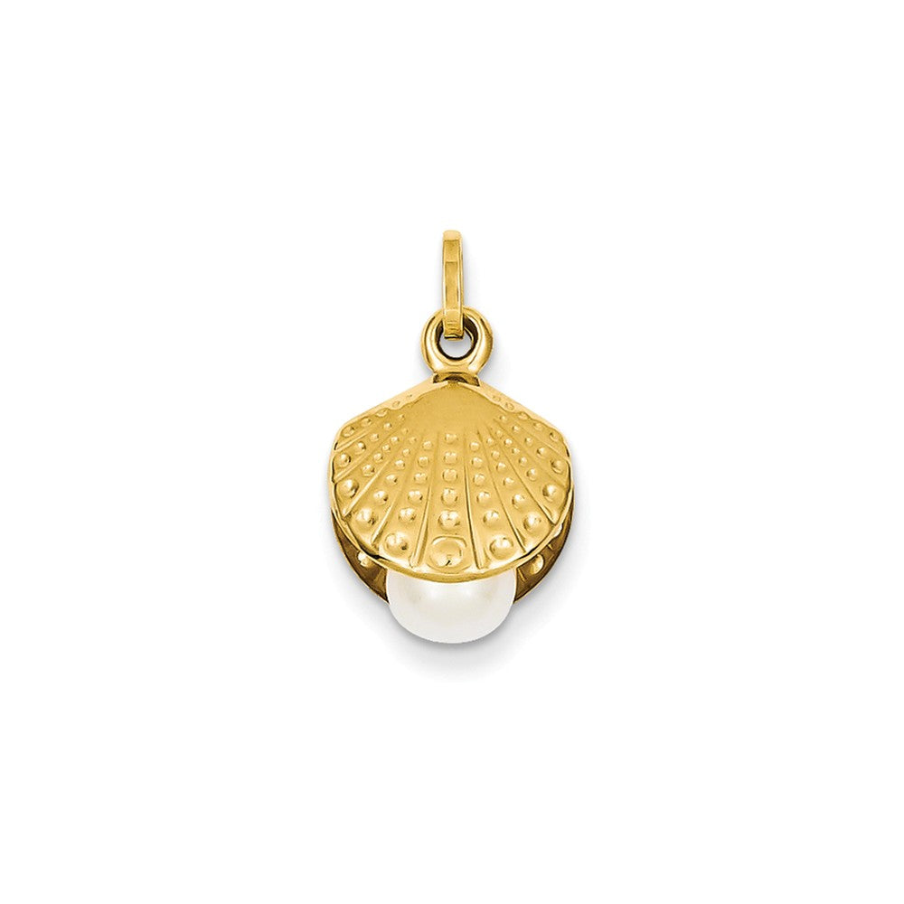 14k Gold Shell with Cultured Pearl Charm | CharmsToTreasure ...