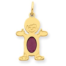 14k Gold Boy 6x4 Oval Genuine Ruby-July Charm | CharmsToTreasure ...