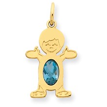 14k Gold Boy 6x4 Oval Genuine Blue Topaz December Charm ...