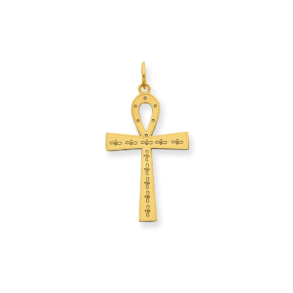 14k Gold Laser Designed Ankh Cross Charm | CharmsToTreasure ...