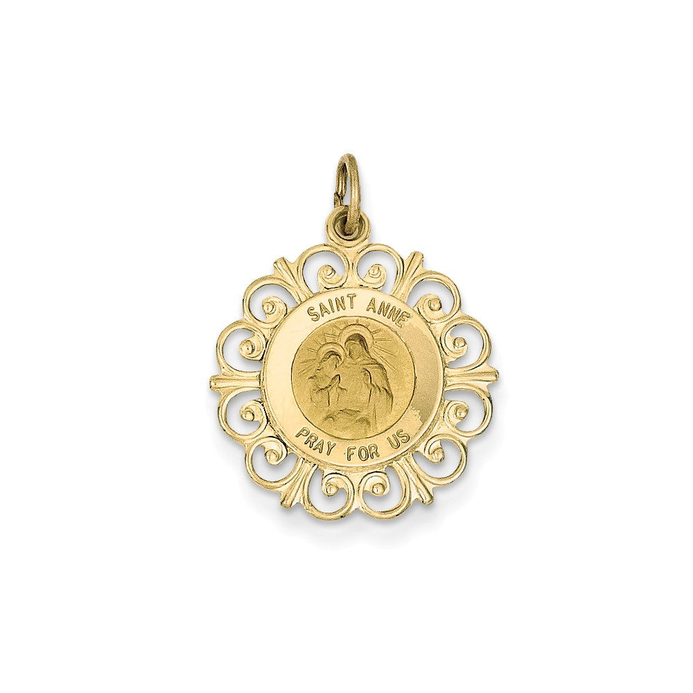 14k Gold Saint Anne Medal Charm | CharmsToTreasure | CharmsToTreasure