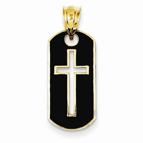14k Gold with Enamel Polished Cross Cut-out Pendant, Pendants for ...