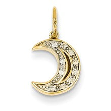 14k Gold Diamond Moon Charm | CharmsToTreasure | CharmsToTreasure
